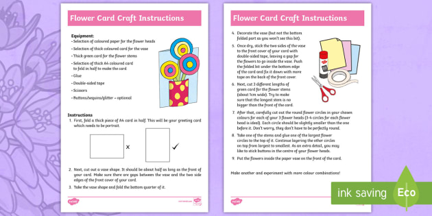 Flower Card Craft Instructions (creat de profesori)