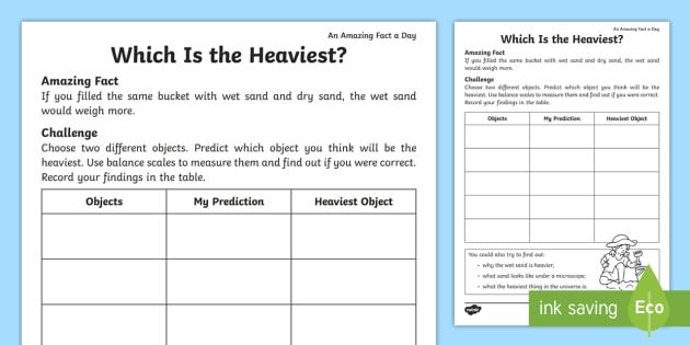 Which Is the Heaviest? Worksheet / Worksheet (teacher made)