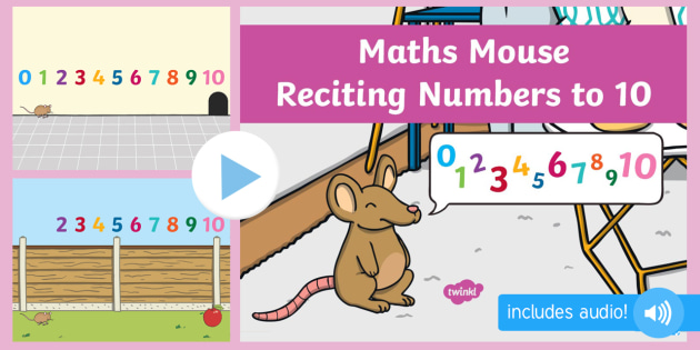 Maths Mouse Reciting Numbers to 10 PowerPoint