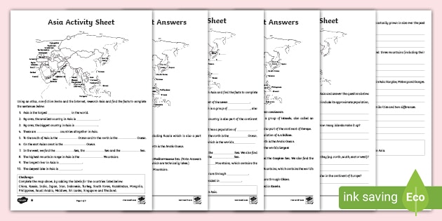 KS2 Asia Facts Differentiated Worksheet (teacher made)