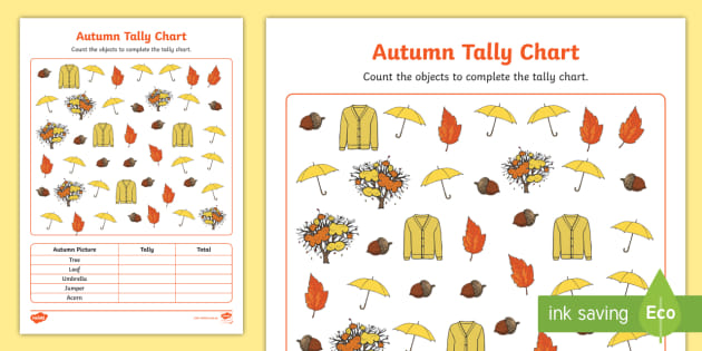 * NEW * Autumn-Themed Tally and Count Worksheet