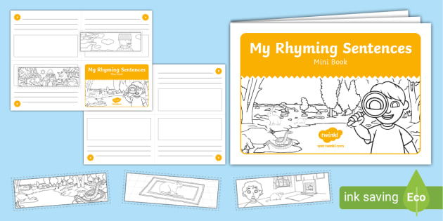 KS1 Rhyming Sentences Zigzag Booklet - Primary Resources