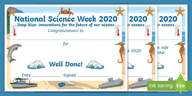 National Science Week 2020 Certificates (teacher made)