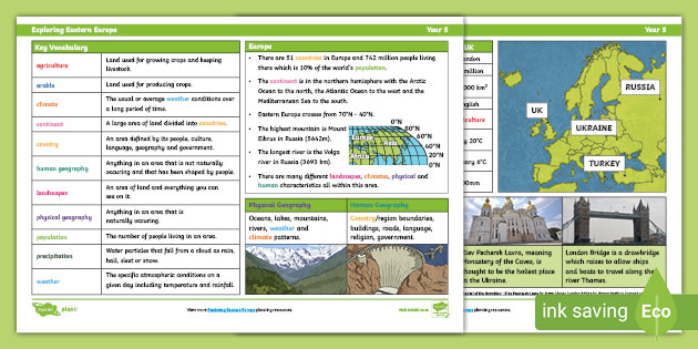 Geography Knowledge Organiser: Exploring Eastern Europe Y5