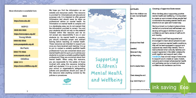 Supporting Children's Mental Health and Wellbeing Leaflet