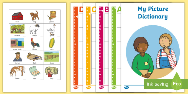 Farm Picture Dictionary and Worksheets (teacher made)