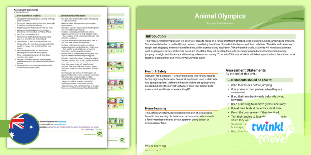 Move PE Year 2 Dance: Animal Olympics Unit Overview
