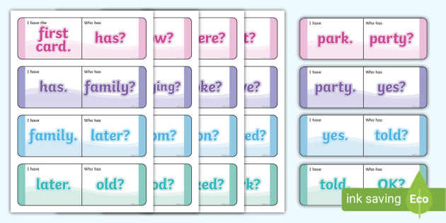 I Have Who Has High-Frequency Words - Set 7 (teacher made)