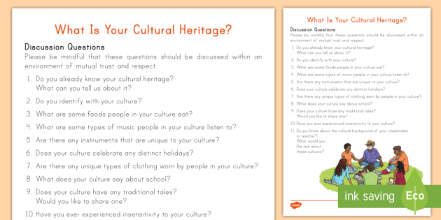 What is Your Cultural Heritage Discussion Questions Activity