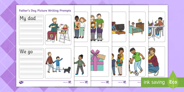 Father's Day Simple Sentence Writing Prompt Pictures Activity