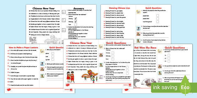 KS1 60 Second Reads: Chinese New Year Activity Pack