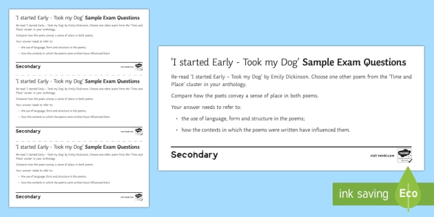 GCSE 'I started Early - Took my Dog' by Emily Dickinson Edexcel-Style ...