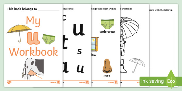 My 'u' Workbook - 'u' Words for Kids (teacher made)