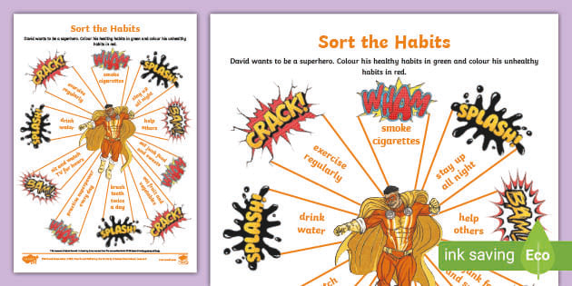 Health Education Healthy and Unhealthy Habits Activity