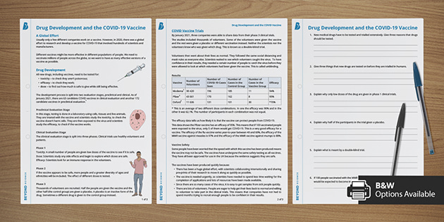 COVID-19 Vaccine Drug Development Reading Comprehension
