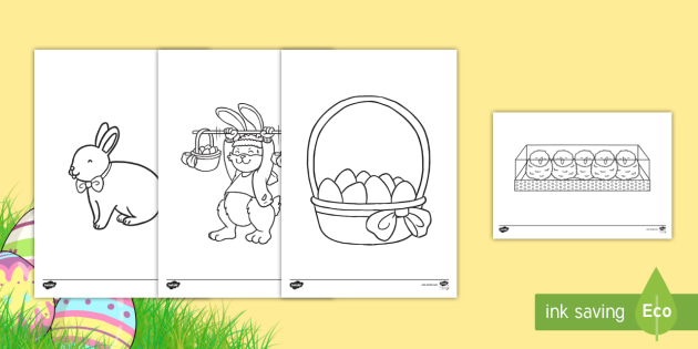 Bunnies and Baskets Easter-Themed Coloring Activity - color, art, rabbit