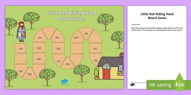 Little Red Riding Hood CVC Word Board Game (teacher made)