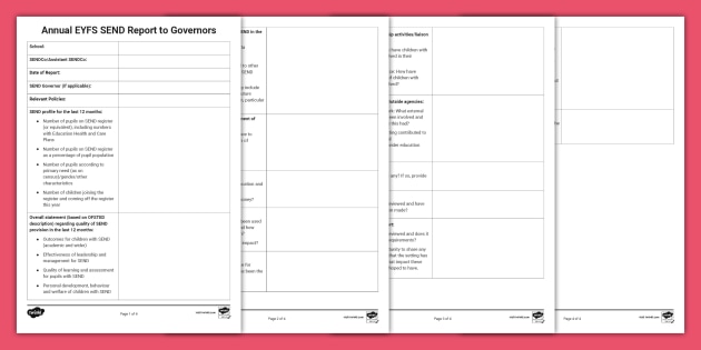 Annual EYFS SEN Report to Governors (teacher made)