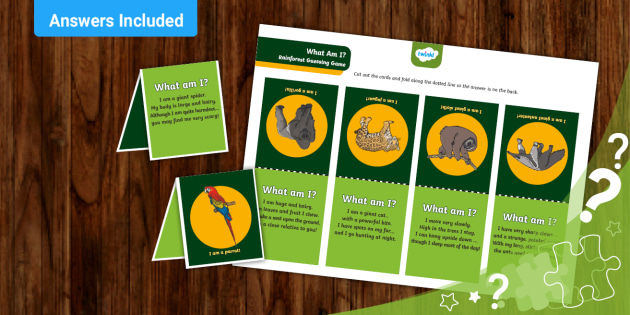 What Am I? Rainforest Guessing Game Cards - Puzzles