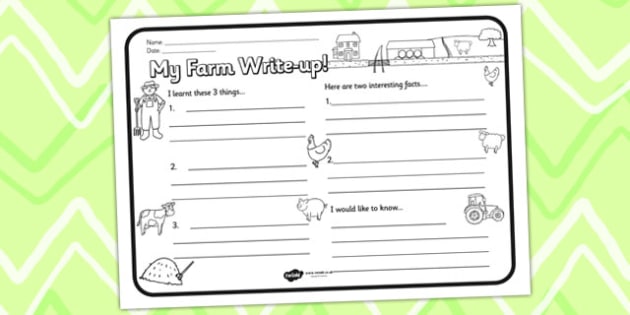 Farm Themed Write Up Worksheet