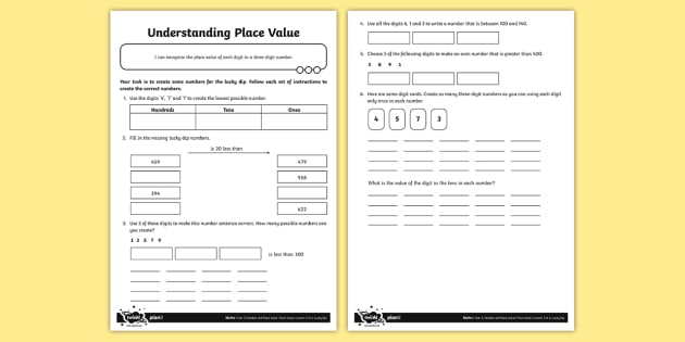 Understanding Place Value Worksheets | Maths Resource