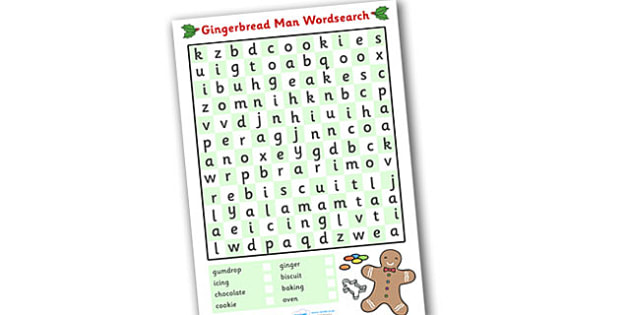 Gingerbread Man Wordsearch (teacher made)
