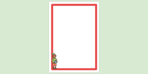 FREE! - Simple Blank Elf Boy Page Border | Page Borders | Twinkl