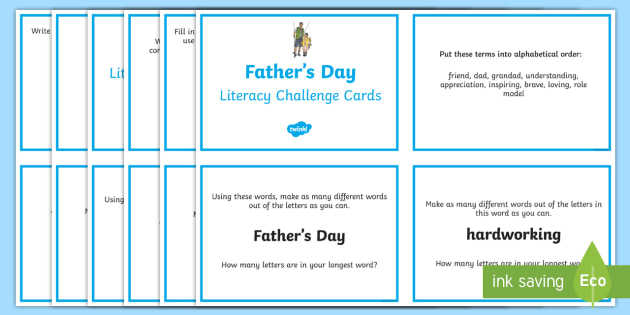 5-6 Father's Day Literacy Challenge Cards (teacher made)