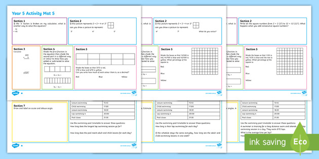 Year 5 Term 4 Maths 5 Activity Mat (teacher made)