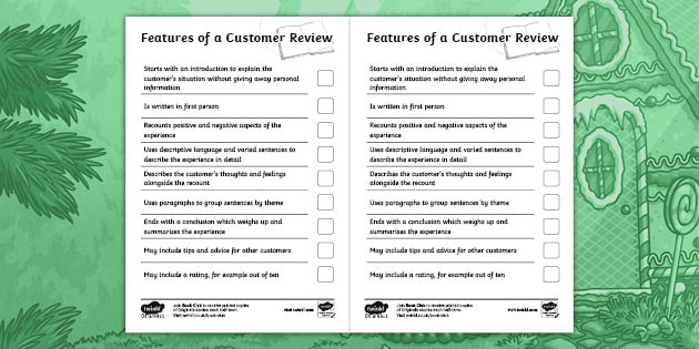 Features of a Customer Review Checklist