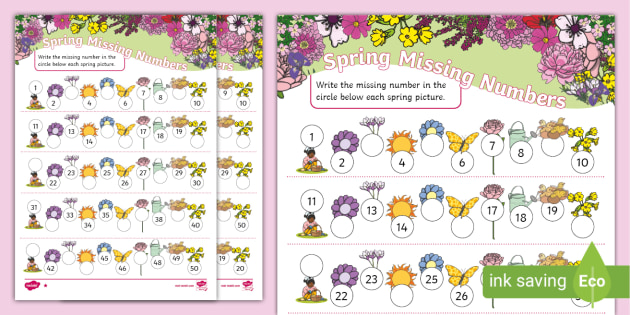 👉 Spring-Themed Missing Numbers Activity