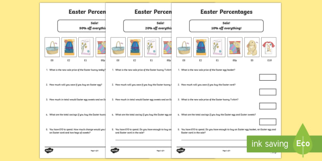 Easter Percentages Worksheet / Worksheet