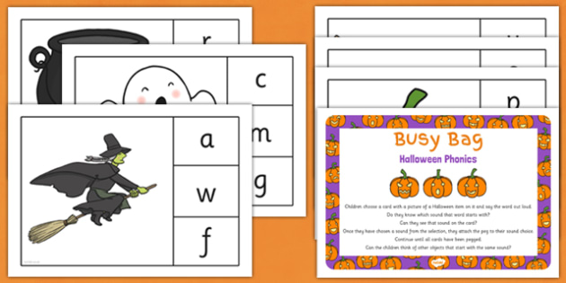 Halloween Phonic Matching Busy Bag Resource Pack for Parents
