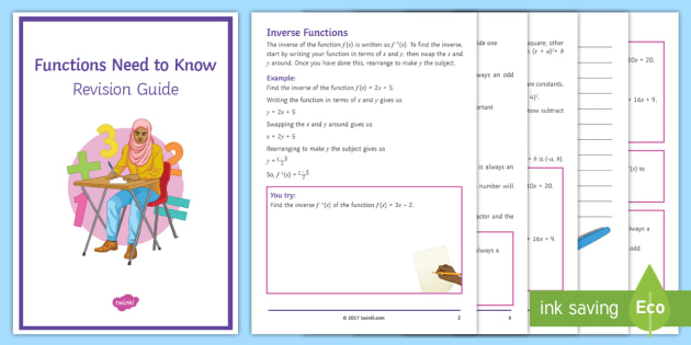 Functions: Need to Know Revision Guide (teacher made)