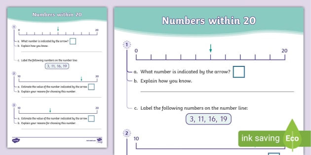 👉 Numbers Within 20 Worksheet (teacher made)