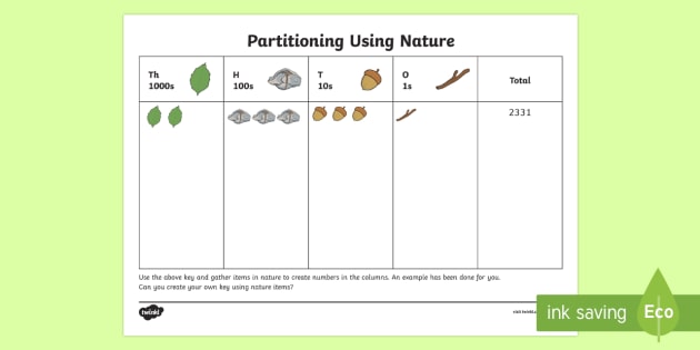 Partitioning Using Nature Outdoor Activity (teacher made)