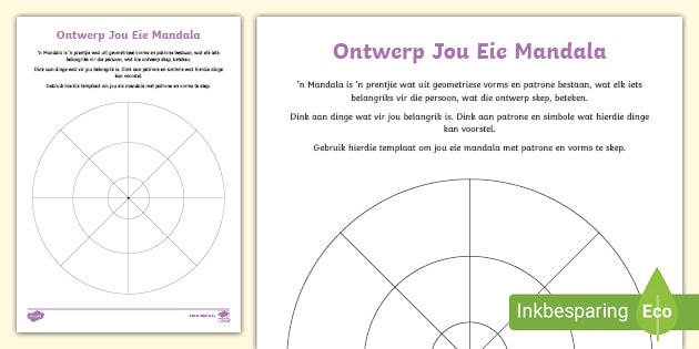 Ontwerp Jou Eie Mandala Aktiwiteit (teacher made)
