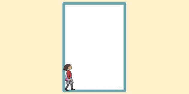 FREE! - Simple Blank Student Walking Page Border | Twinkl