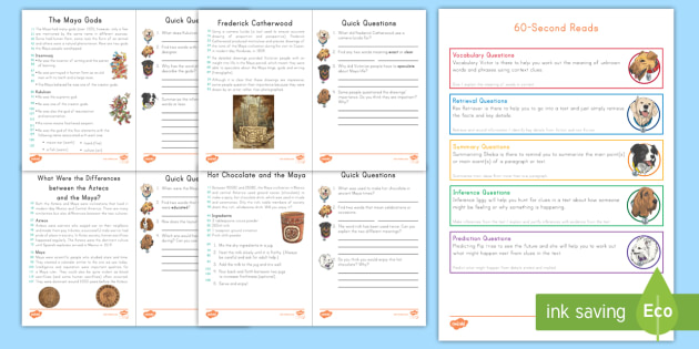 60 Second Reads: Maya Civilization Activity Pack - Mayan