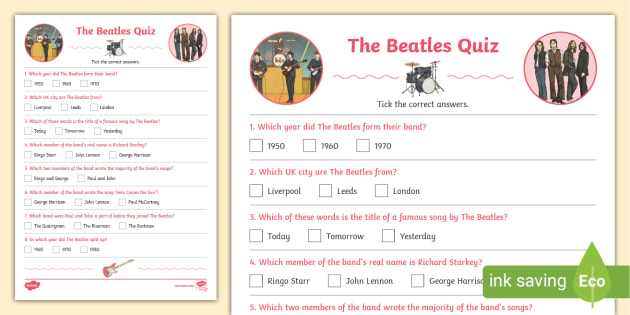 👉 The Beatles Quiz | Music (teacher made)
