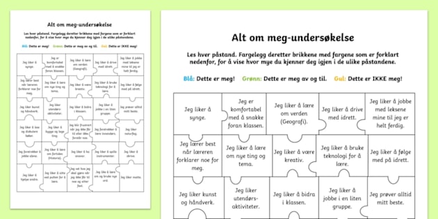 Alt Om Meg Printables 4. Klasse