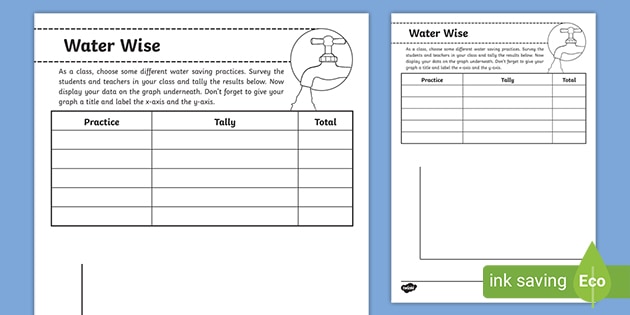 Water Wise Tally and Graph Worksheet (Teacher-Made)