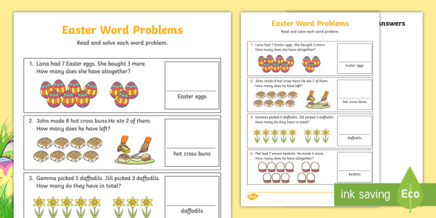 Easter Word Problems Activity (teacher made)
