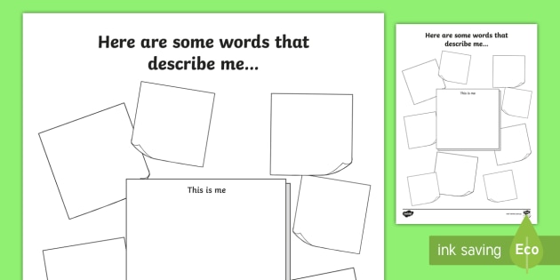 Words that Describe Me Writing Frame