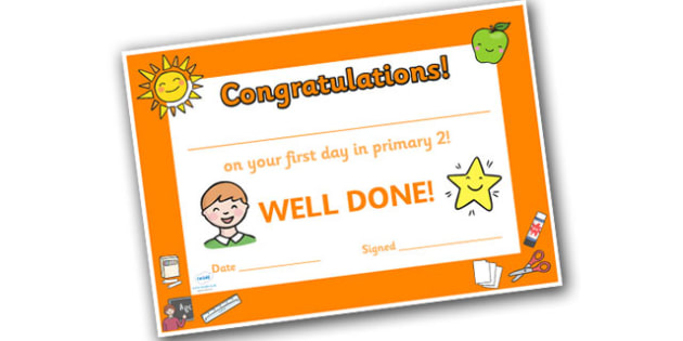FREE! - First Day Award Certificates Primary 2