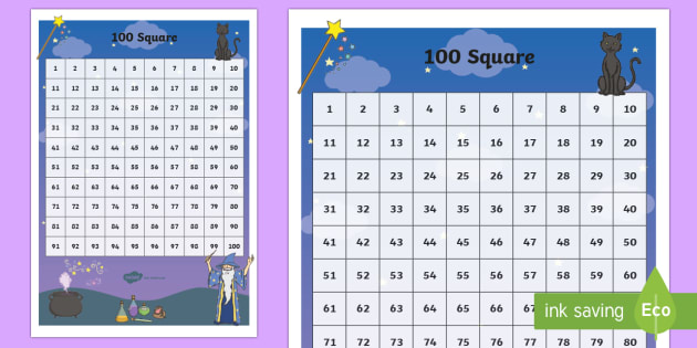 Magic Themed 100 Number Square