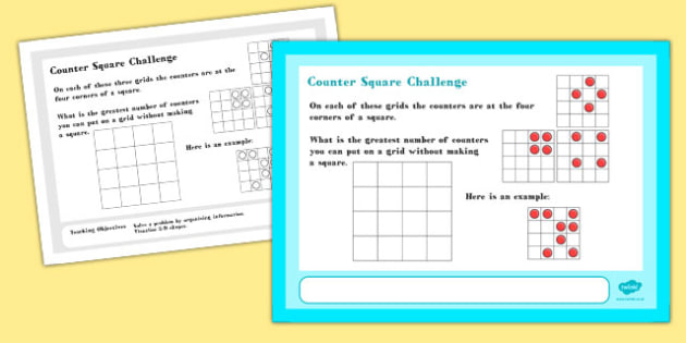 Counter Maths Challenge A4 Display Posters (teacher made)