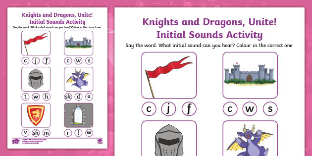 Knights and Dragons, Unite! Initial Sounds Activity