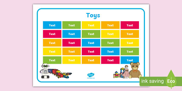 Toys Themed Editable Word Mat (teacher made)