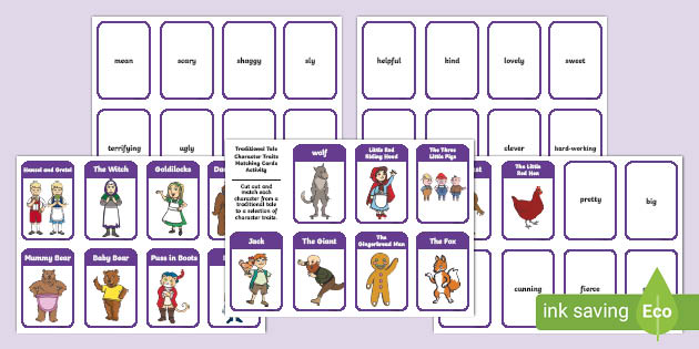 Traditional Tale Character Traits Matching Cards Activity Activity